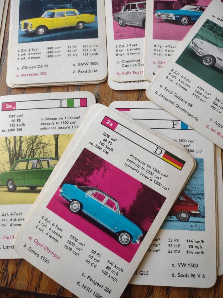 Schmidt Vintage Car Collector Cards Game Quartet Made in Germany ...