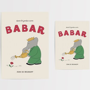 Babar the Elephant Gardening Print, BABAR, Nursery Print, Kids Bedroom ...