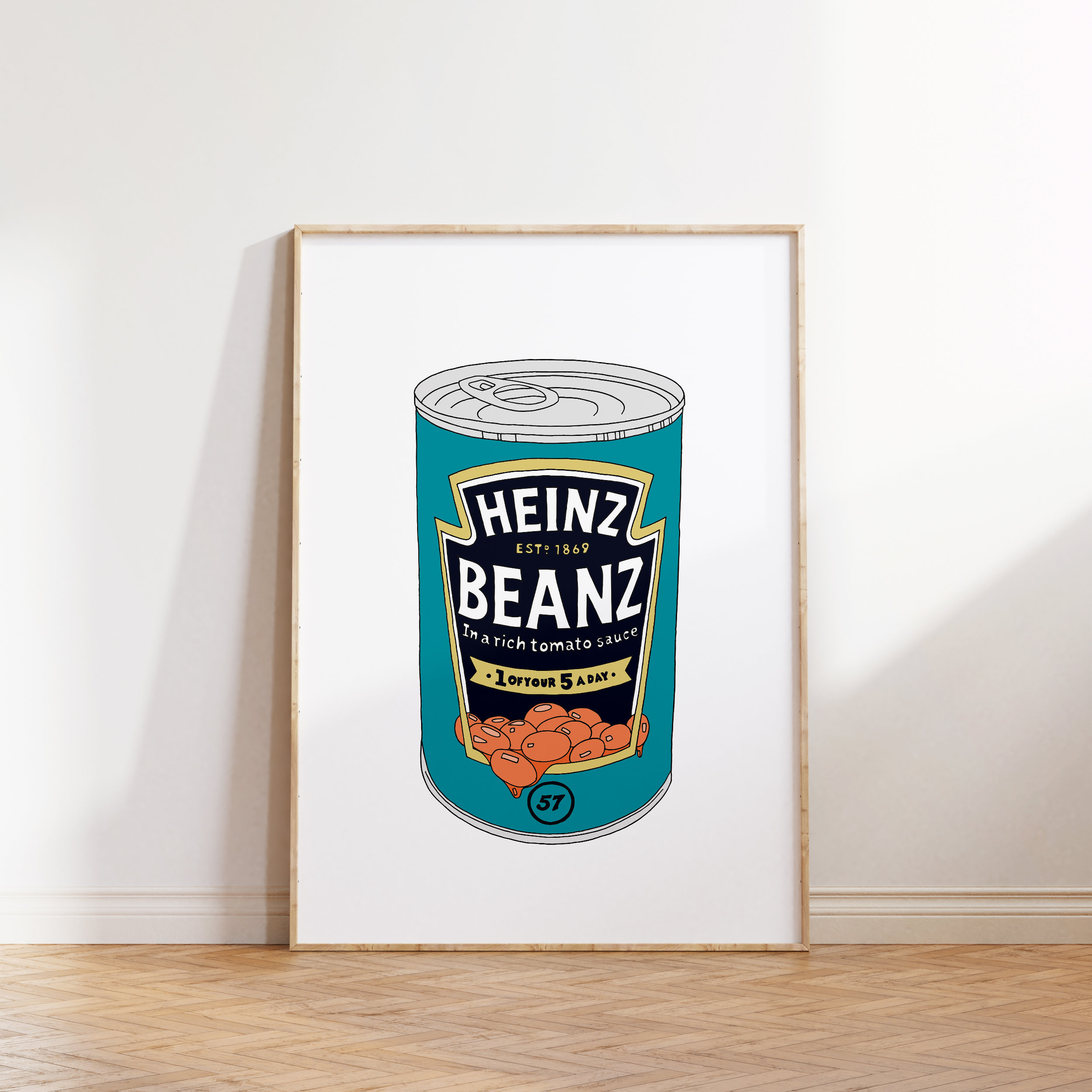Baked Beans Print, Heinz Baked Beans Illustration, Kitchen Print ...