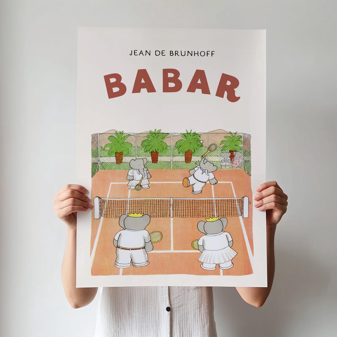 Vintage Babar Tennis Print, Classic Children's Book Illustration ...