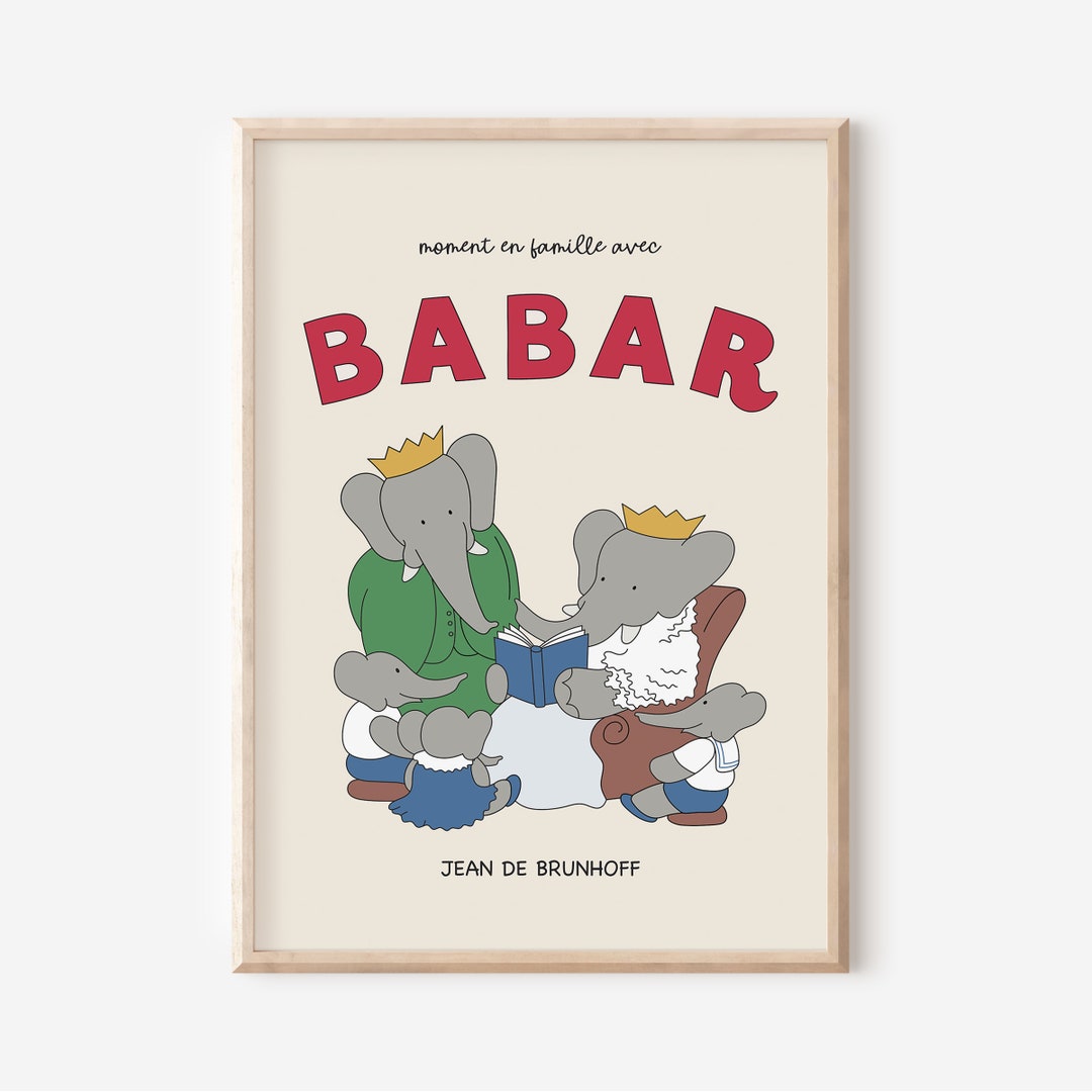 Babar the Elephant Family Print, BABAR, Nursery Print, Kids Bedroom ...