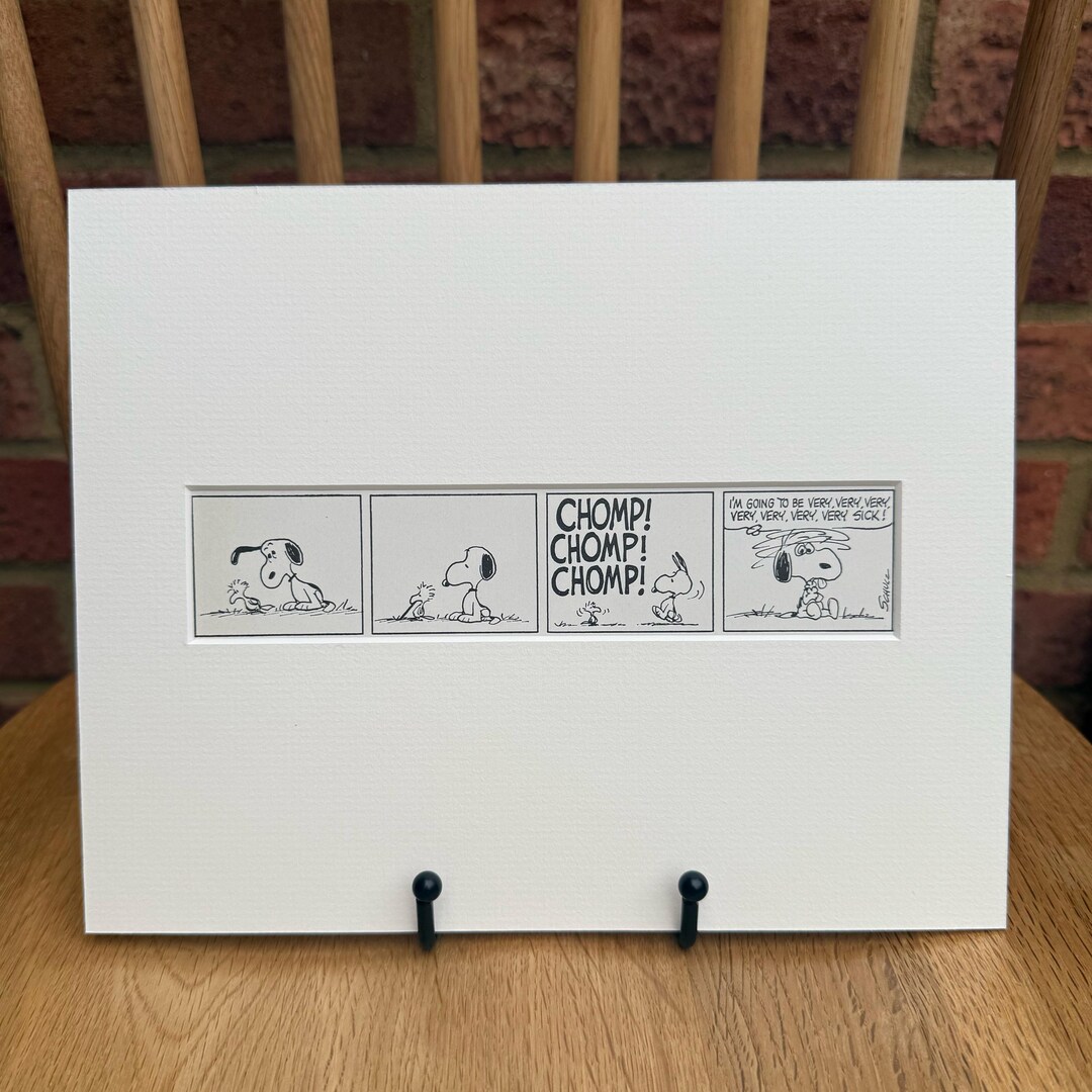 Peanuts Snoopy Cartoon Strip Mounted Print, Upcycled Rescuedbook Page ...