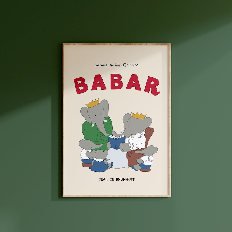 Babar the Elephant Family Print, BABAR, Nursery Print, Kids Bedroom ...