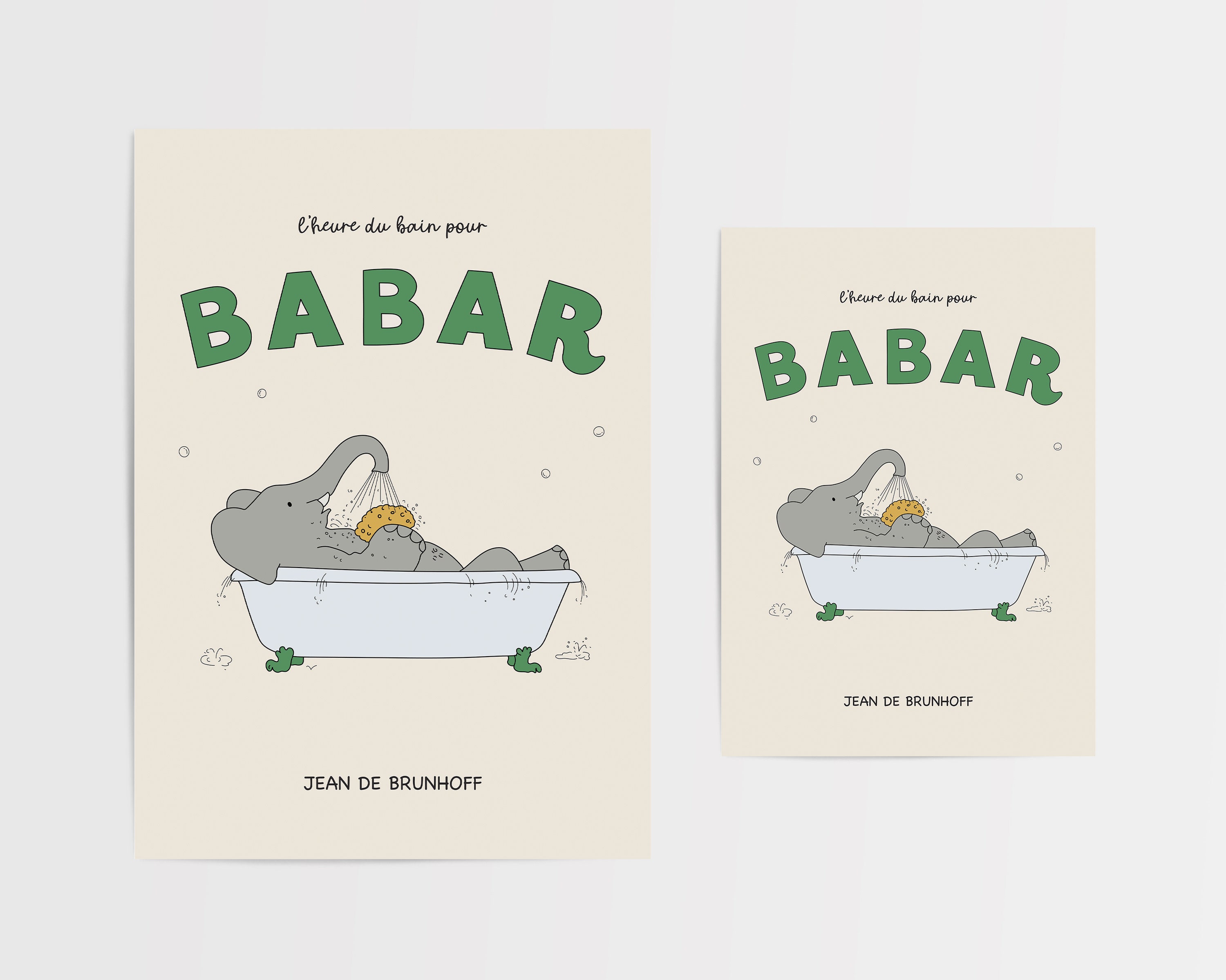 Babar the Elephant Bath Time Print, BABAR, Nursery Print, Kids Bedroom ...