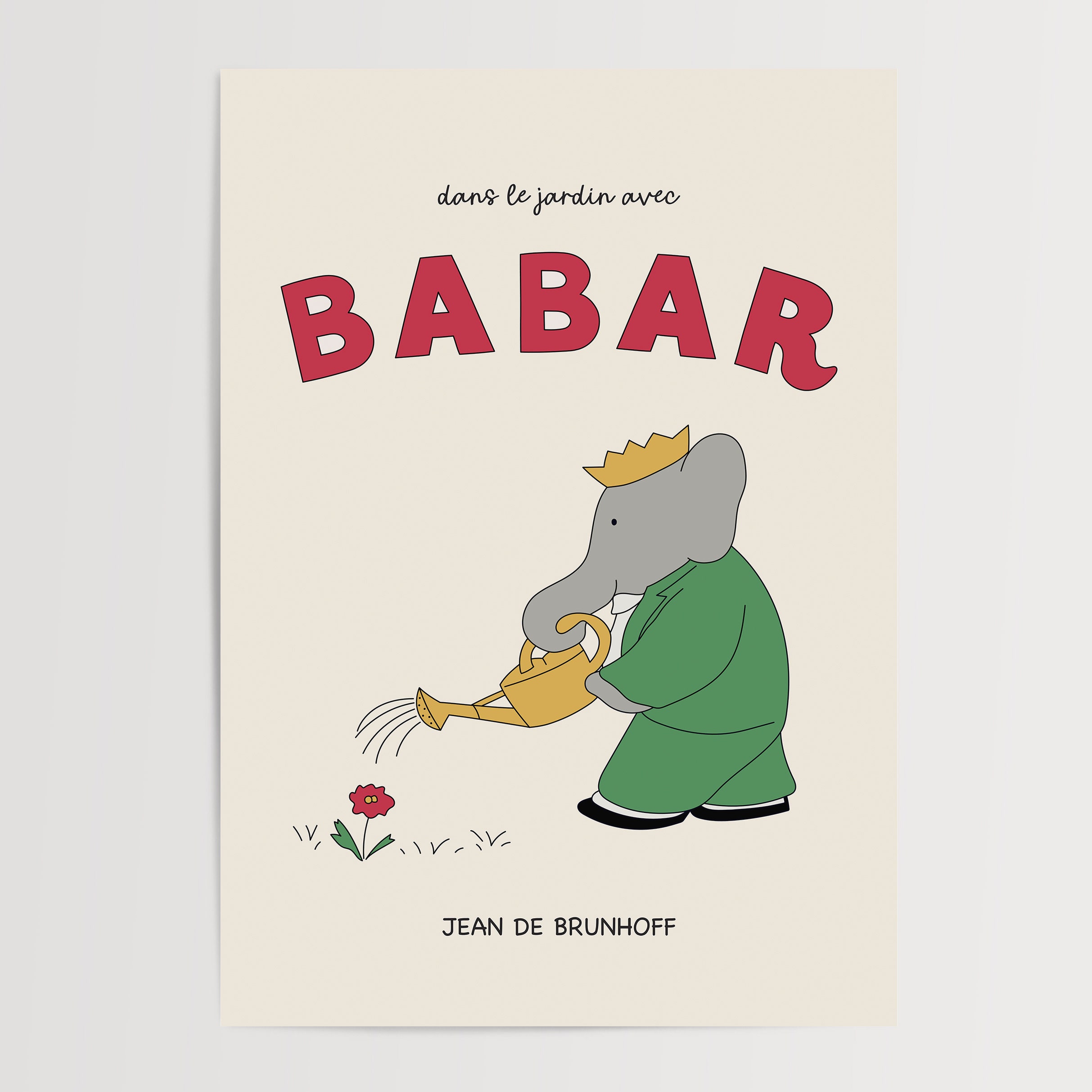 Babar the Elephant Gardening Print, BABAR, Nursery Print, Kids Bedroom ...