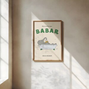 Babar the Elephant Bath Time Print, BABAR, Nursery Print, Kids Bedroom ...