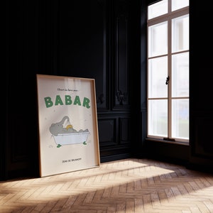 Babar the Elephant Bath Time Print, BABAR, Nursery Print, Kids Bedroom ...