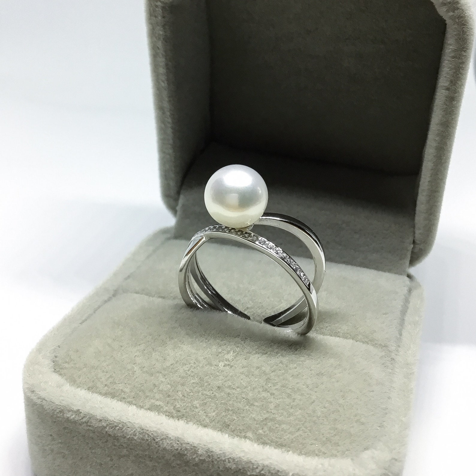 Heureux Bijoux-Perle anneau - AAA perle d’eau douce de couleur blanche ...