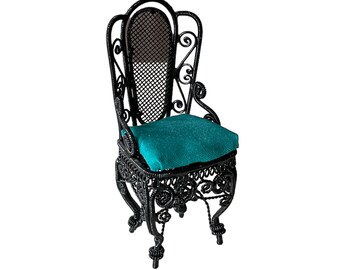 Dollhouse Miniature Black Metal Folding Chair. 1:12 Scale - Etsy