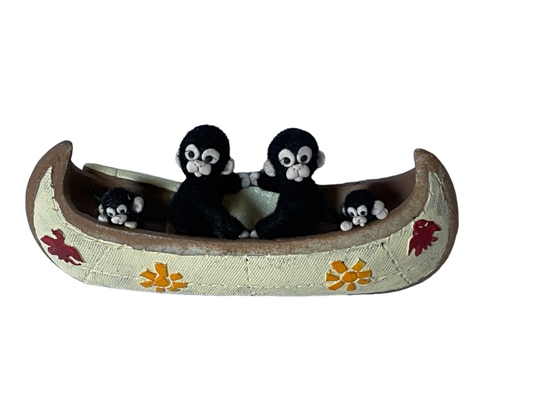Dollhouse Miniature 1” Scale Monkeys in Canoe by Cheryl Brown - Etsy