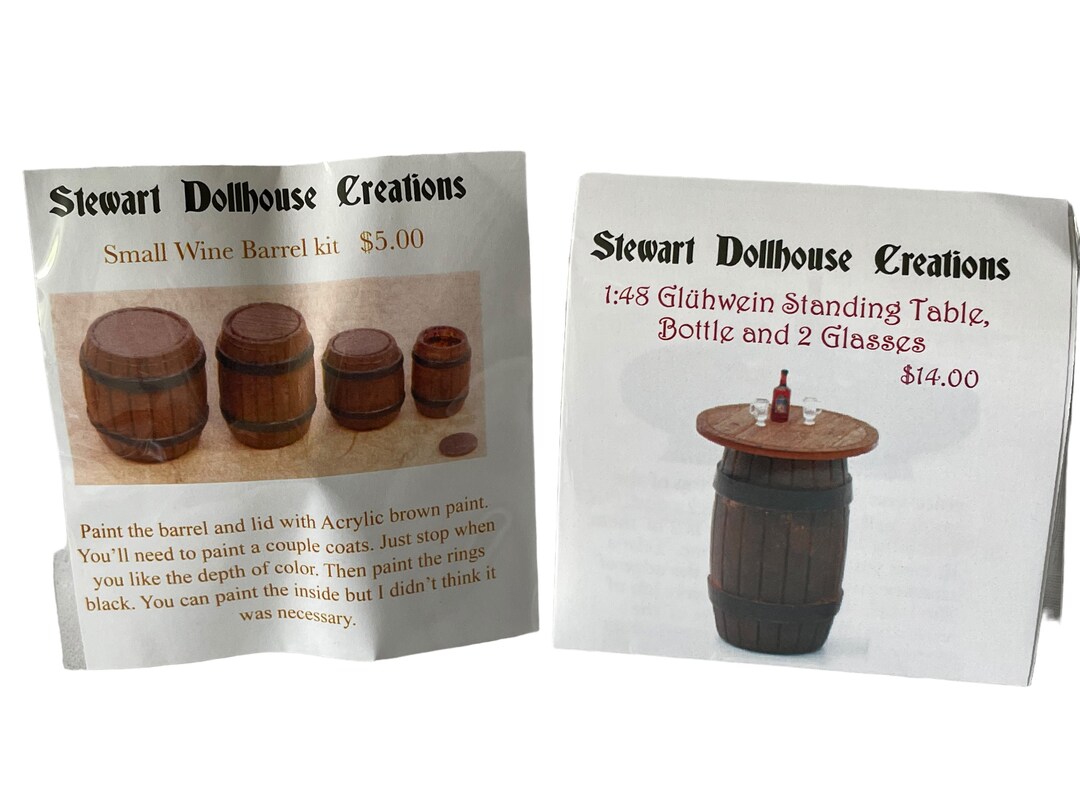 Dollhouse Miniature 1/4" Scale Gluhwein Table & 2 Glasses or Wine ...