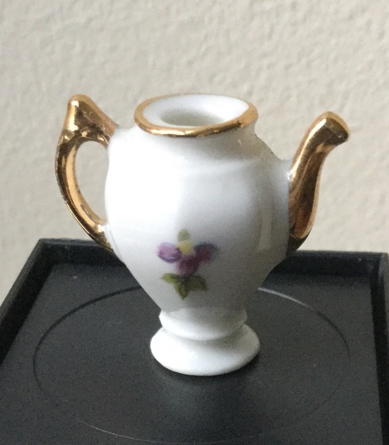 Dollhouse Miniature Porcelain White Pitcher With Floral Design - Etsy