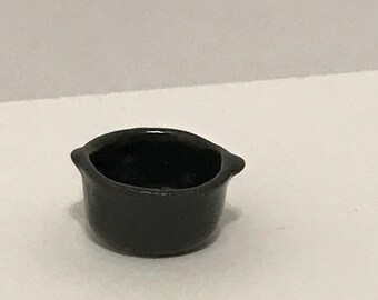 Dollhouse Miniature Large Black Pot With Lid - Etsy