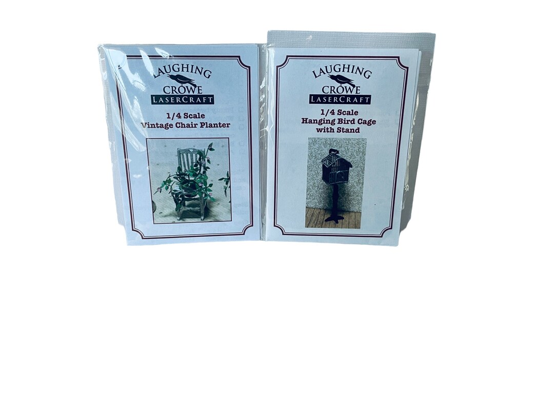 Dollhouse Miniature 1/4” Scale Vintage Chair Planter or Birdcage ...