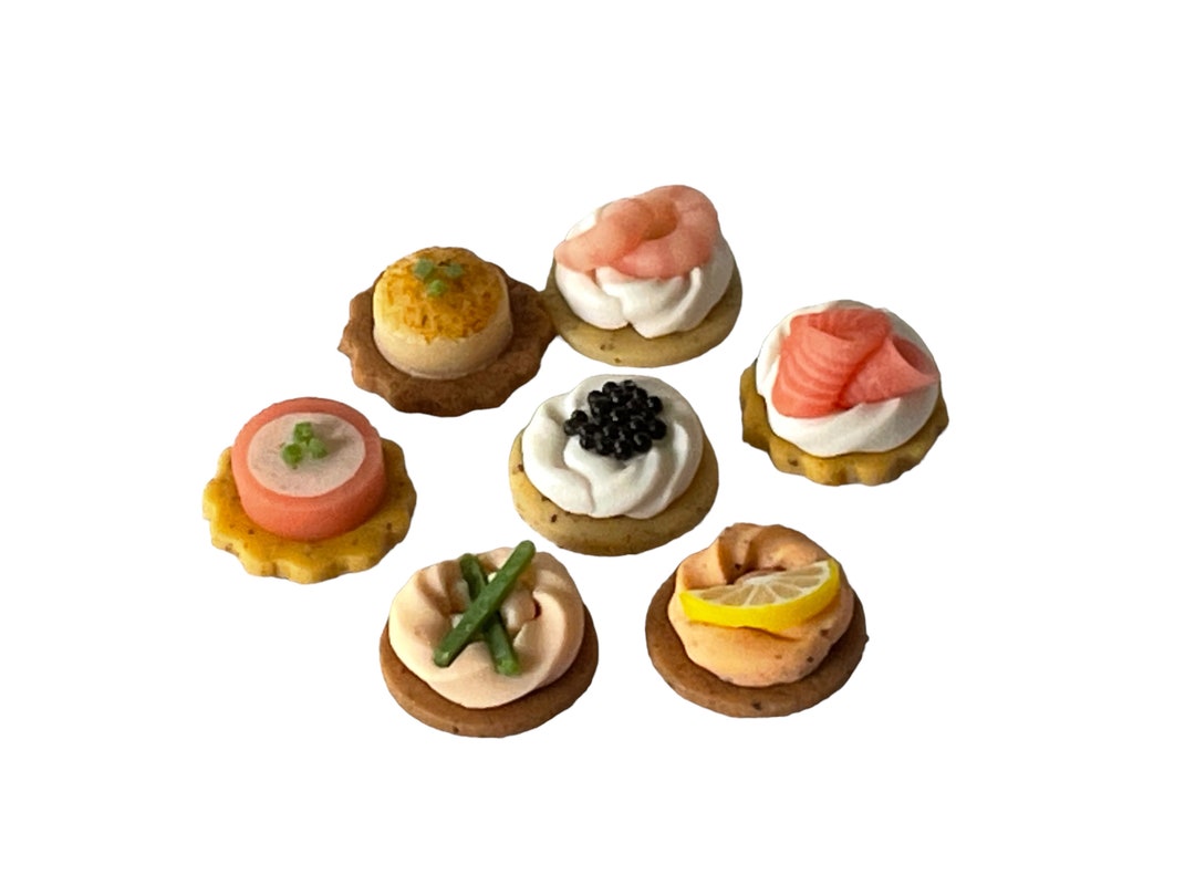 Dollhouse Miniature 1” Scale Seafood Canapés by Amanda Speakman - Etsy