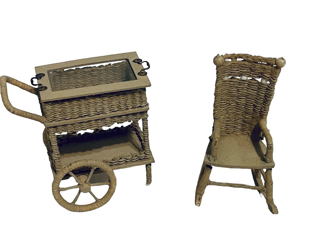Dollhouse Miniature 1/2” Scale Wicker Tea Cart or Rocking Chair - Etsy