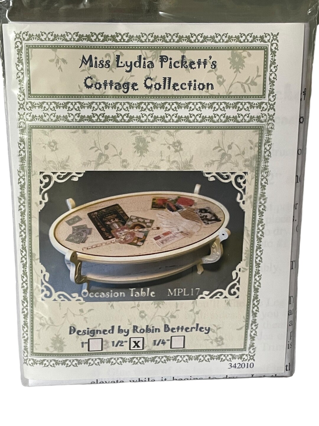 Dollhouse Miniature 1/2” Scale Robin Betterley Miss Lydia Pickett Table ...