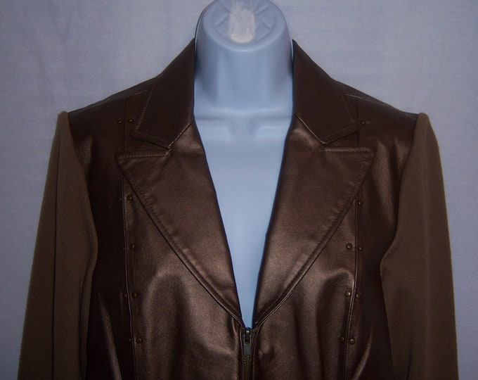 Vintage Peter Nygard Collection Bronze Taupe Leather Knit - Etsy