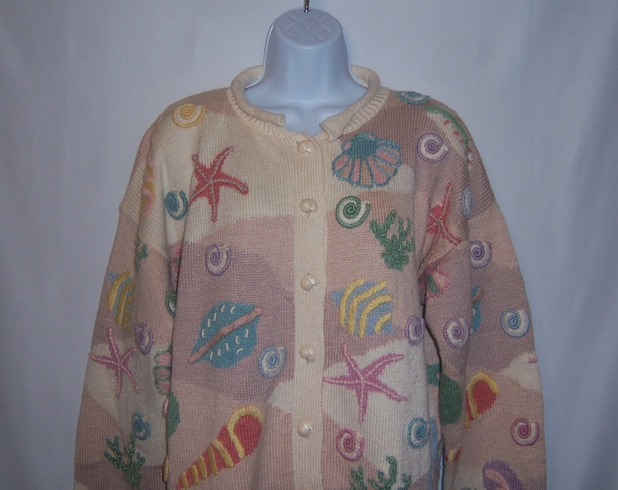 Vintage Christine Foley off White Pink Pastel Seashells Shells Ocean ...