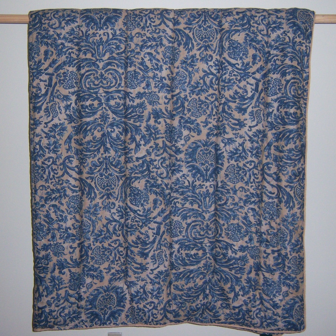 Vintage Polo Ralph Lauren Donovan Damask Blue Batik Floral Flower ...