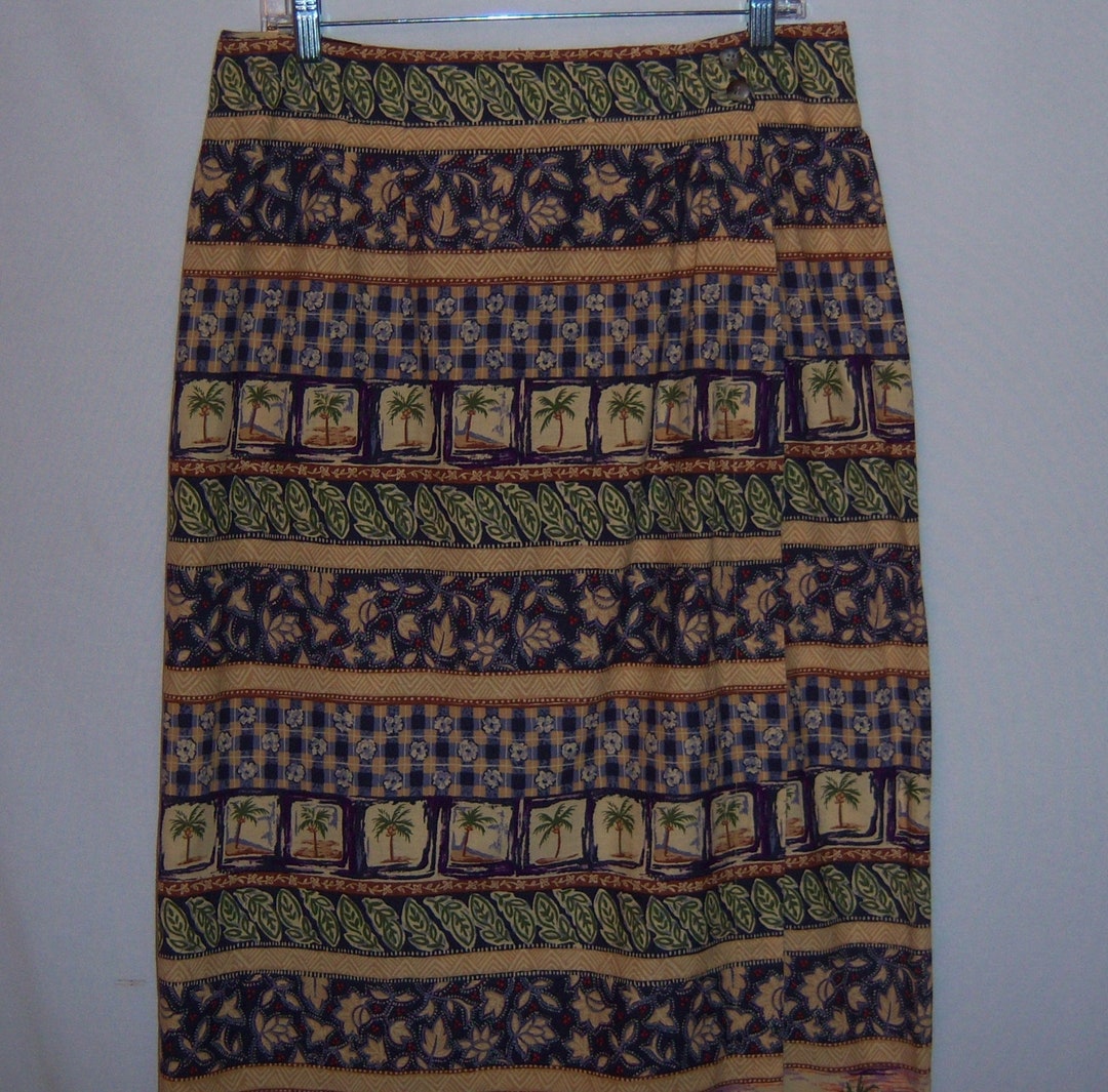 Vintage Ruff Hewn off White Blue Khaki Green Palm Trees Islands Island ...