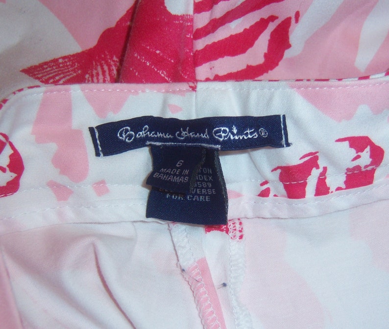 Vintage Bahama Hand Print Pink Red Seashell Shells Print Pants 6 Small ...