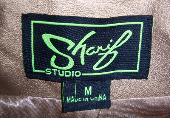 Vintage Sharif Metallic Gold Embellished Leather Jack… - Gem