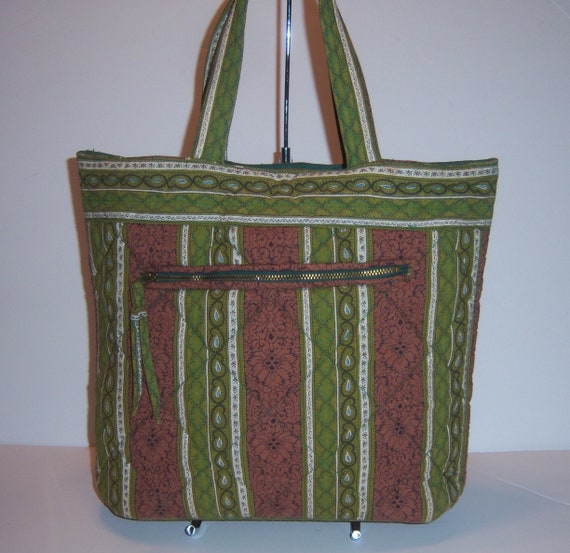 Vintage Souleiado Charles Demery Green Brown Striped … - Gem