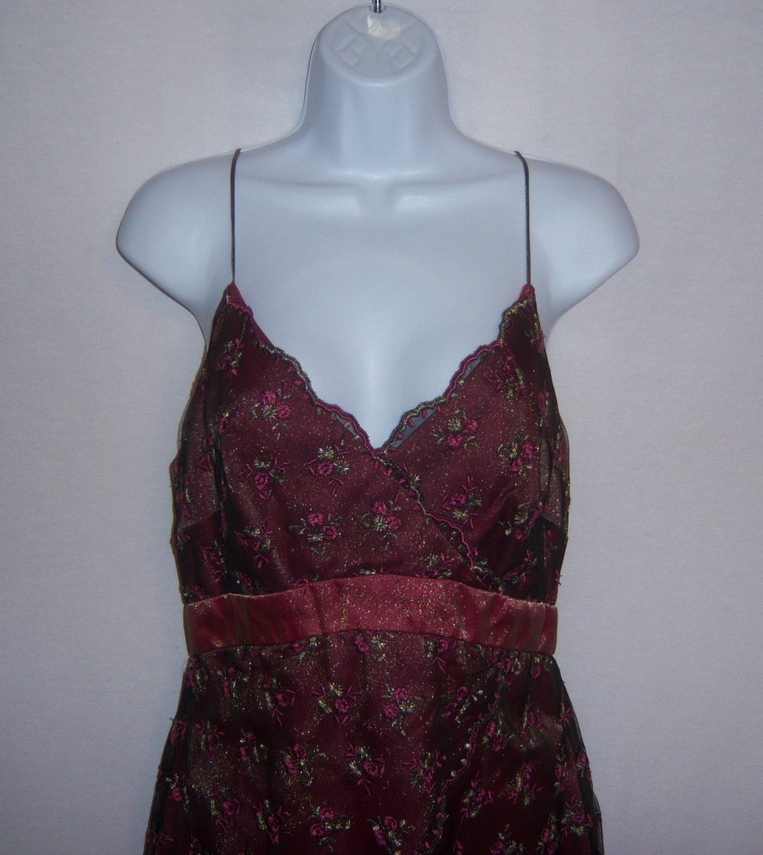 Vintage Mike Benet Formals Aubergine Plum Gold Embroidered Column Prom ...