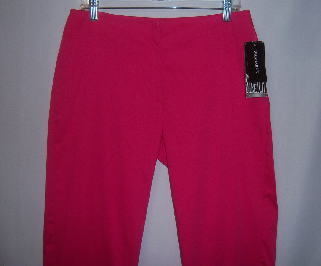 Vintage Nygard Collection Hot Pink Floral Flower Embroidered Pants 12 ...