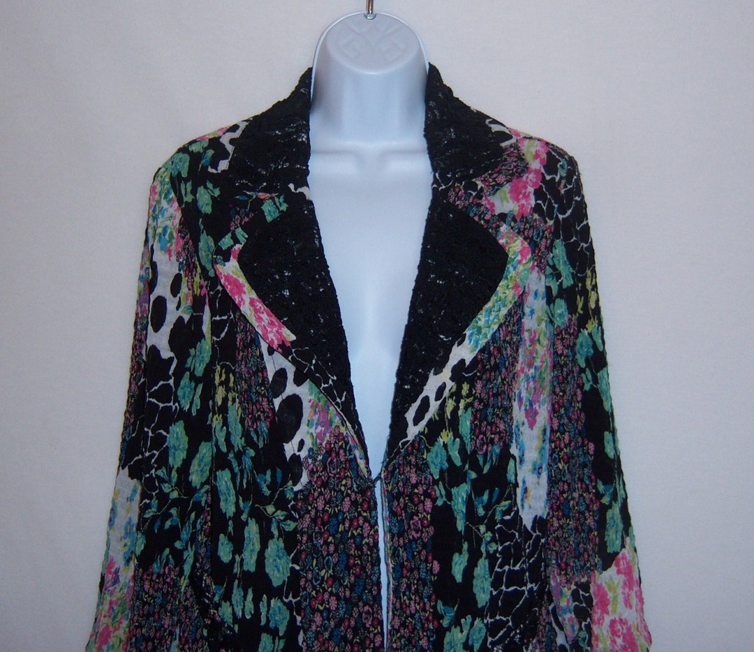 Vintage Alberto Makali Black Pink Green Blue Patchwork Floral Flower ...