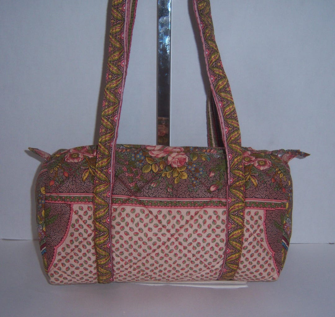 Vintage Pierre Deux Mauve Green Floral Flower Print Barrel Bag Purse ...
