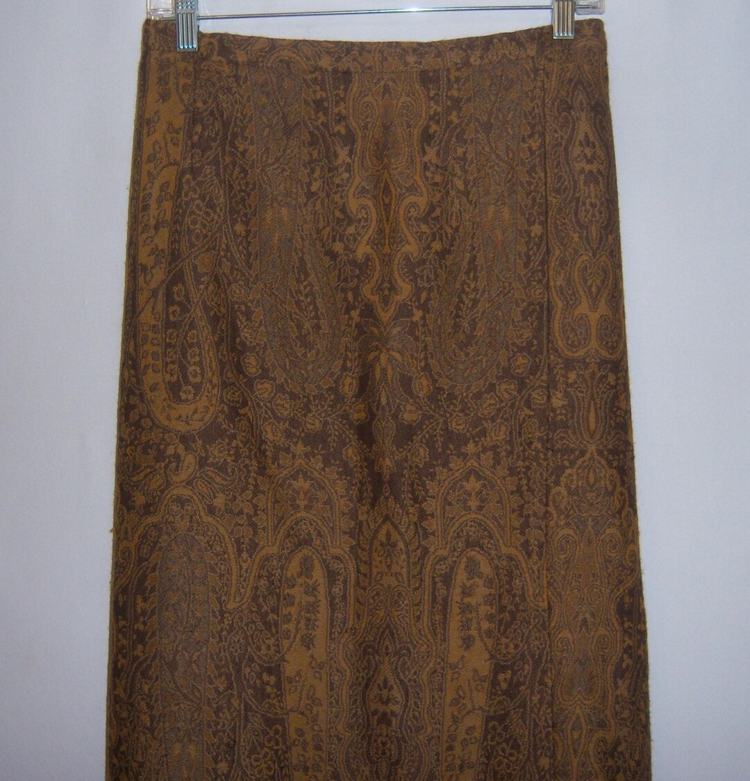 Vintage Linda Allard for Ellen Tracy Bronze Saffron Brown Paisley Wool ...