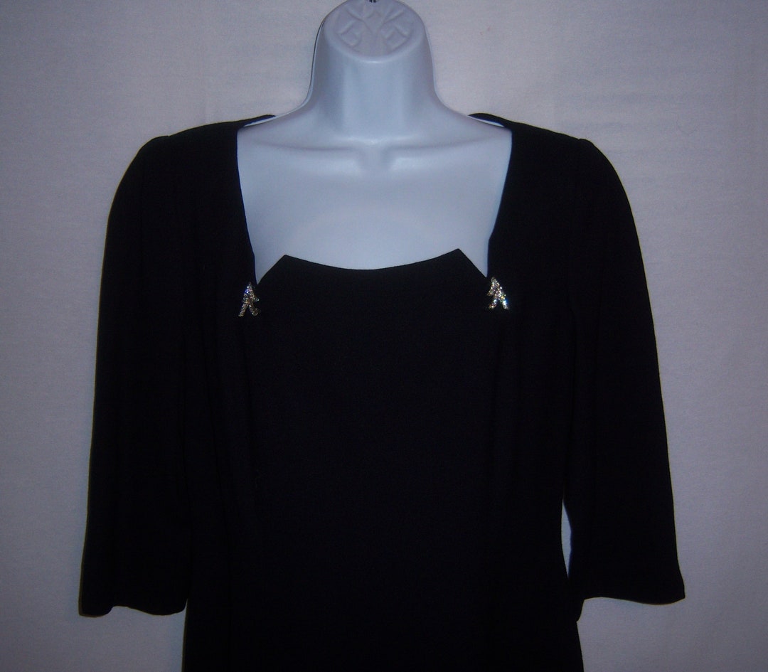 Vintage Barrie Pace Black 50's Style Cocktail Evening Wool Dress ...