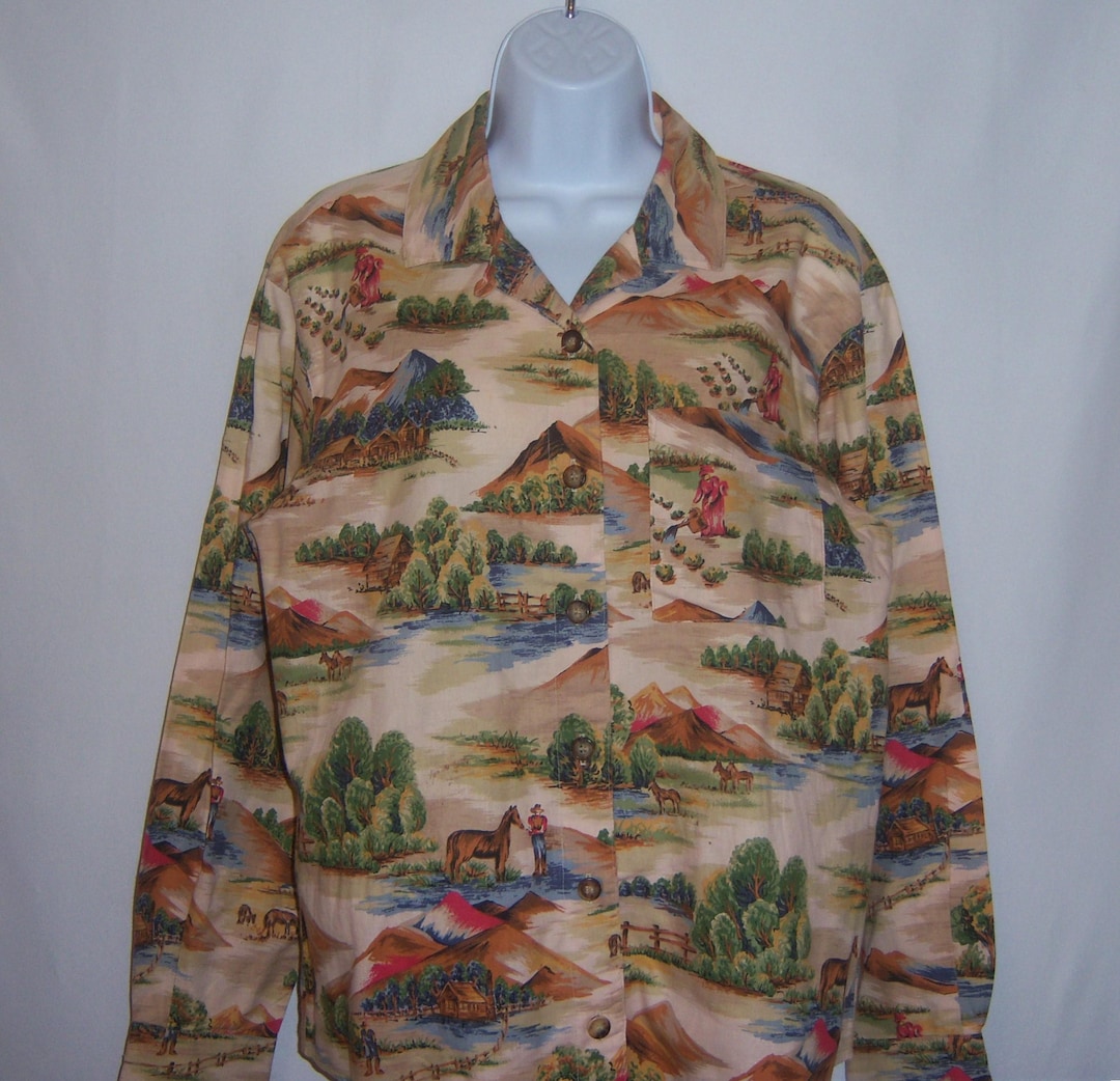 Vintage Susan Bristol Tan Equestrian Homestead Western Montana Print ...