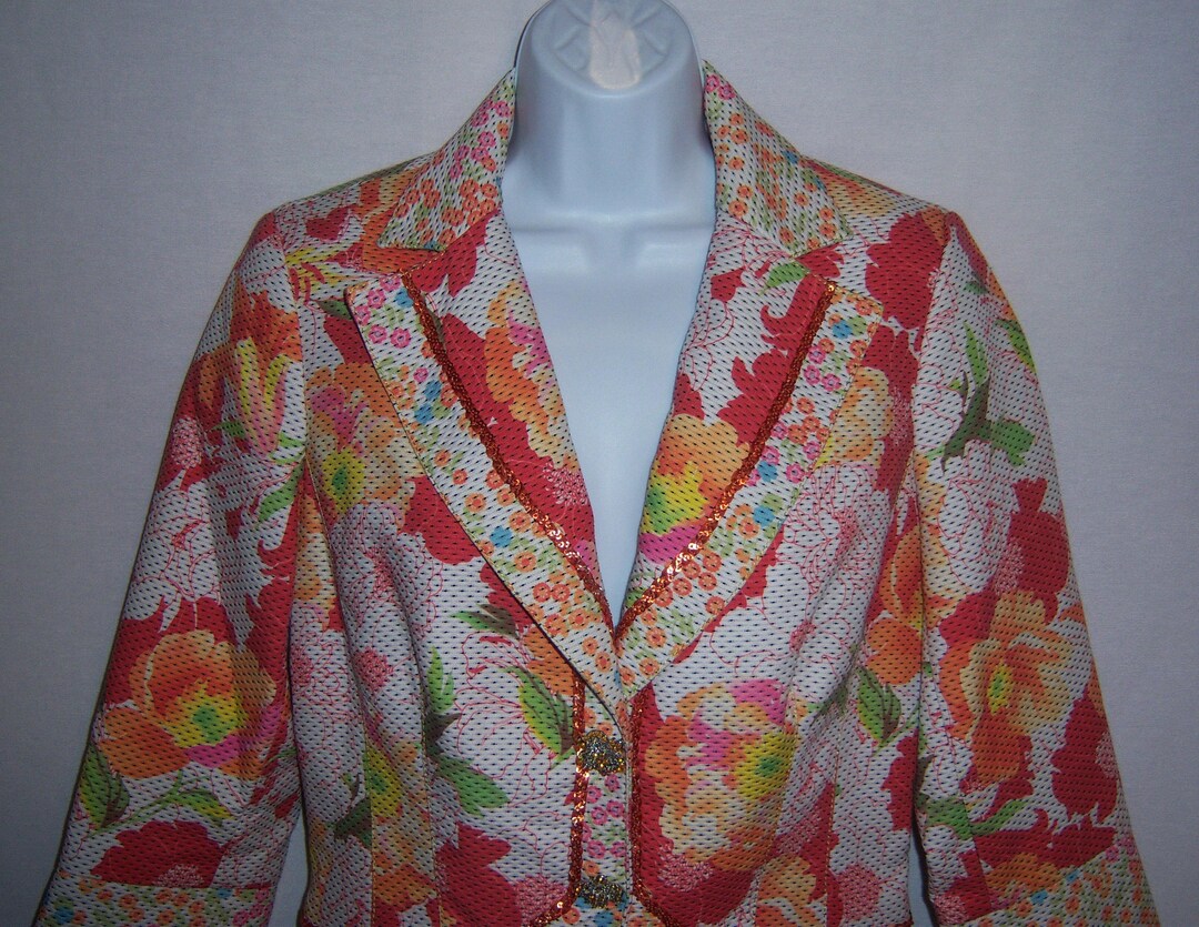 Vintage Alberto Makali Orange White Blue Green Yellow Bright Floral ...