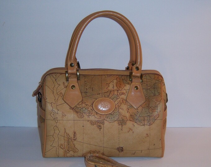 Vintage Allan Edward World Atlas Map Print Speedy Boston Style Bag ...