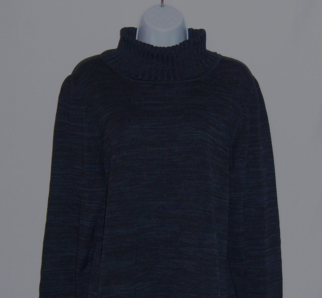 Vintage Peruvian Connection Indigo Blue Cotton Turtleneck Sweater Extra ...