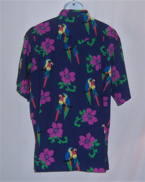 Vintage Wrangler Navy Blue Purple Parrots Parrot Patt… - Gem