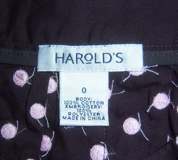 Vintage Harold's Chocolate Brown Pink Embroidered Pol… - Gem
