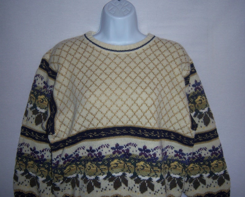 Vintage the Import Workshop Ivory Cream Purple Gold Dark Pine Green ...