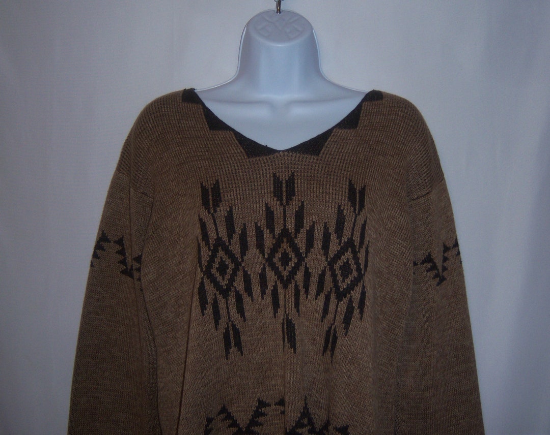 Vintage Peruvian Connection Brown Tan Navajo Tribal Pattern Cotton ...