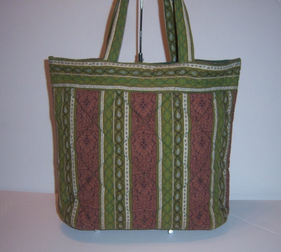 Vintage Souleiado Charles Demery Green Brown Striped … - Gem