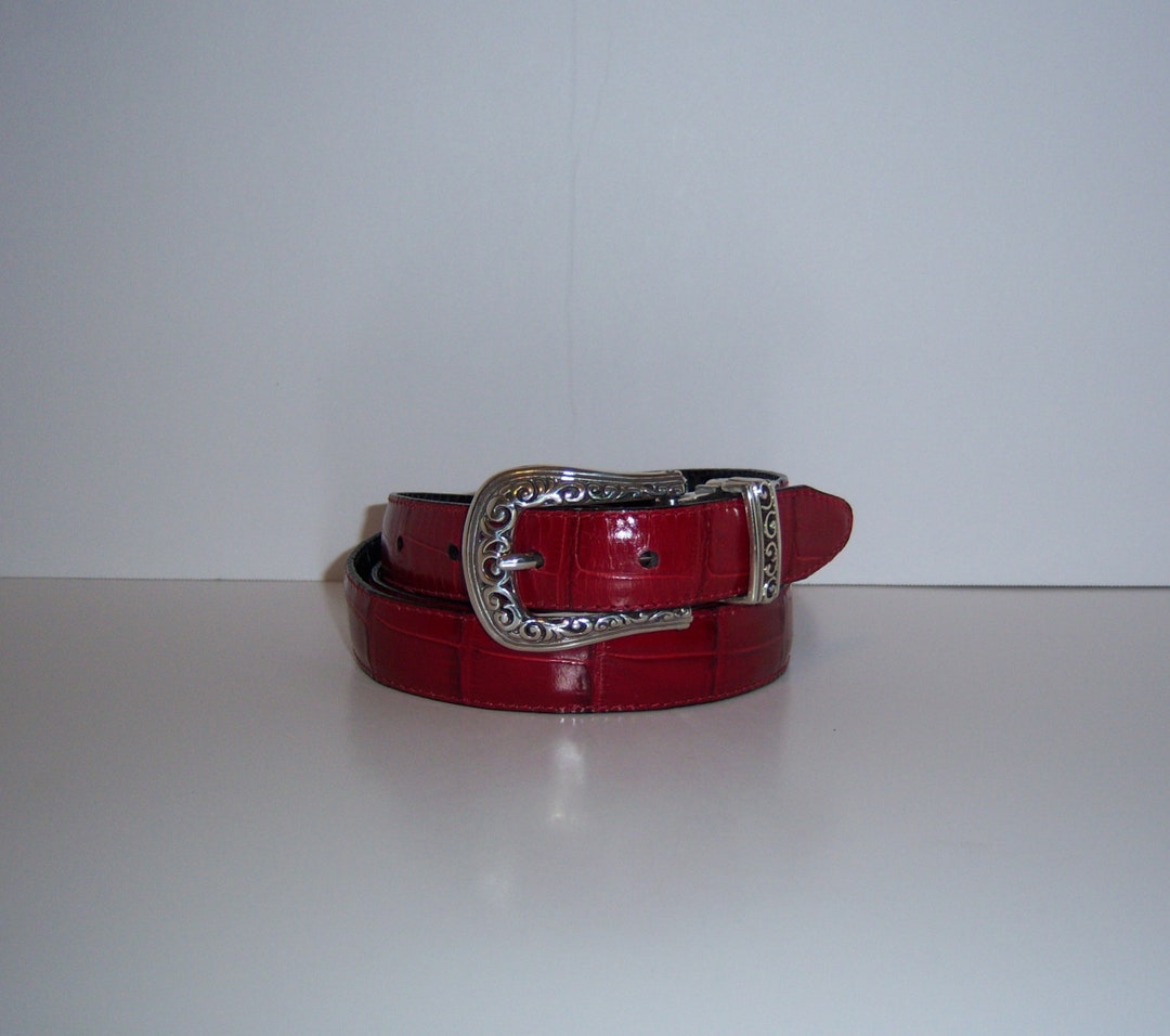Vintage Brighton Silver Baroque Scrolls Buckle Red Leather Moc - Etsy