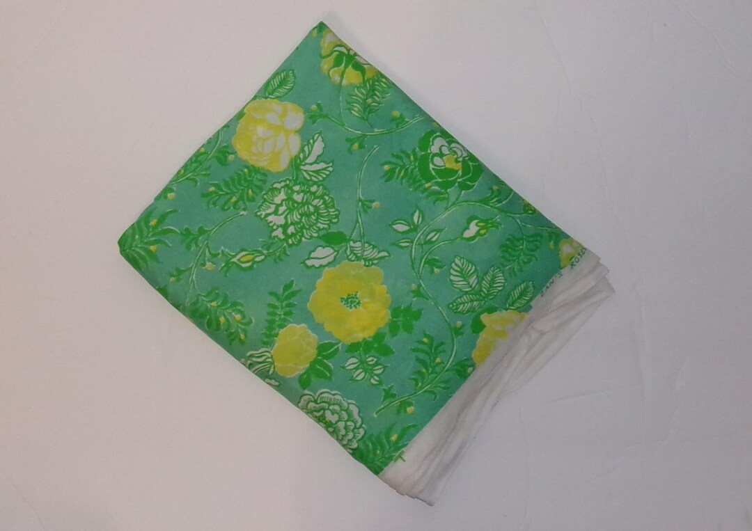 Vintage Key West Hand Print Zan's Roses Poly Knit Fabric 3 1/3 Yard 120 ...