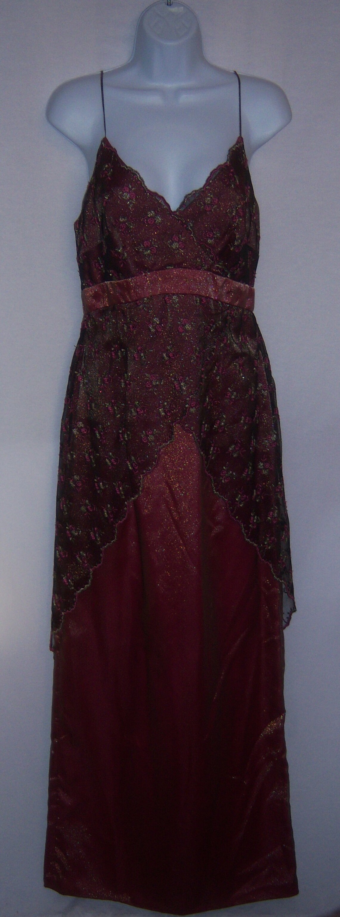 Vintage Mike Benet Formals Aubergine Plum Gold Embroidered Column Prom ...