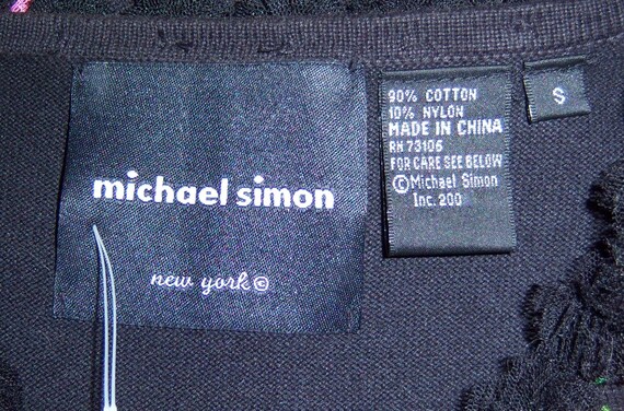 Vintage Michael Simon Black Multi Color Woven Fishnet… - Gem