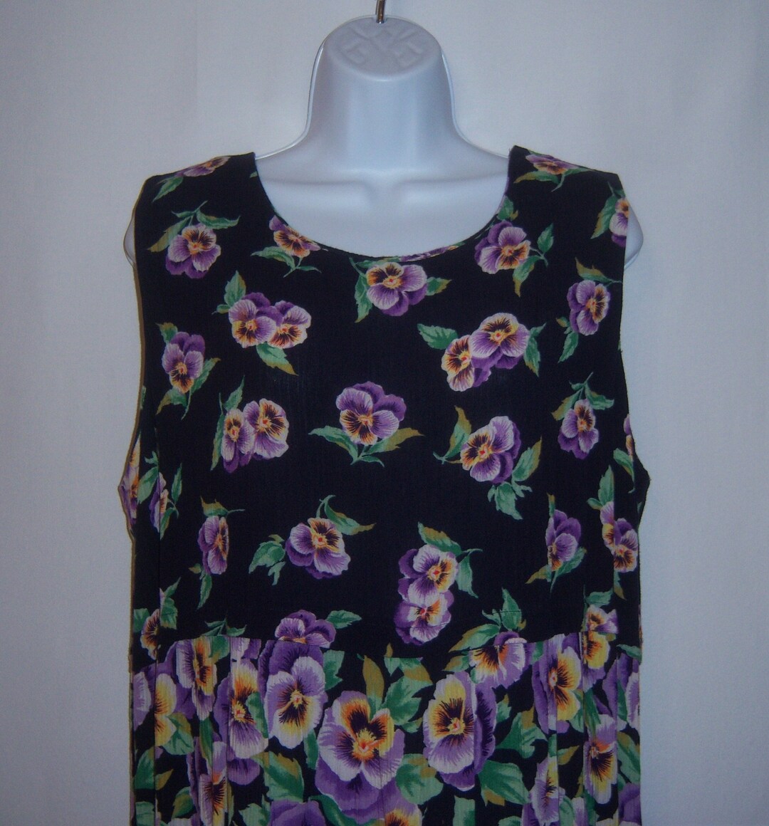 Vintage E.D. Michaels by Daphna Tamler Navy Blue Purple Pansies Pansy ...