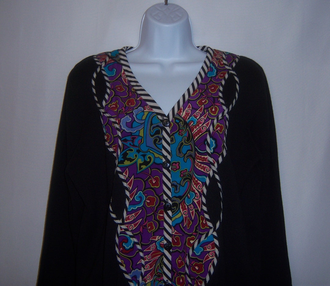 Vintage Koos of Course Van Den Akker Black White Knit Cardigan Sweater ...