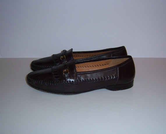 Vintage Botticelli Dark Brown Leather Kilty Loafers S… - Gem